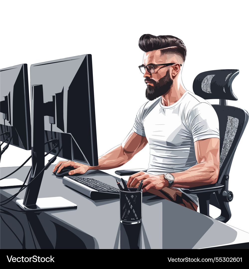 Cheerful cartoon computer Royalty Free Vector Image