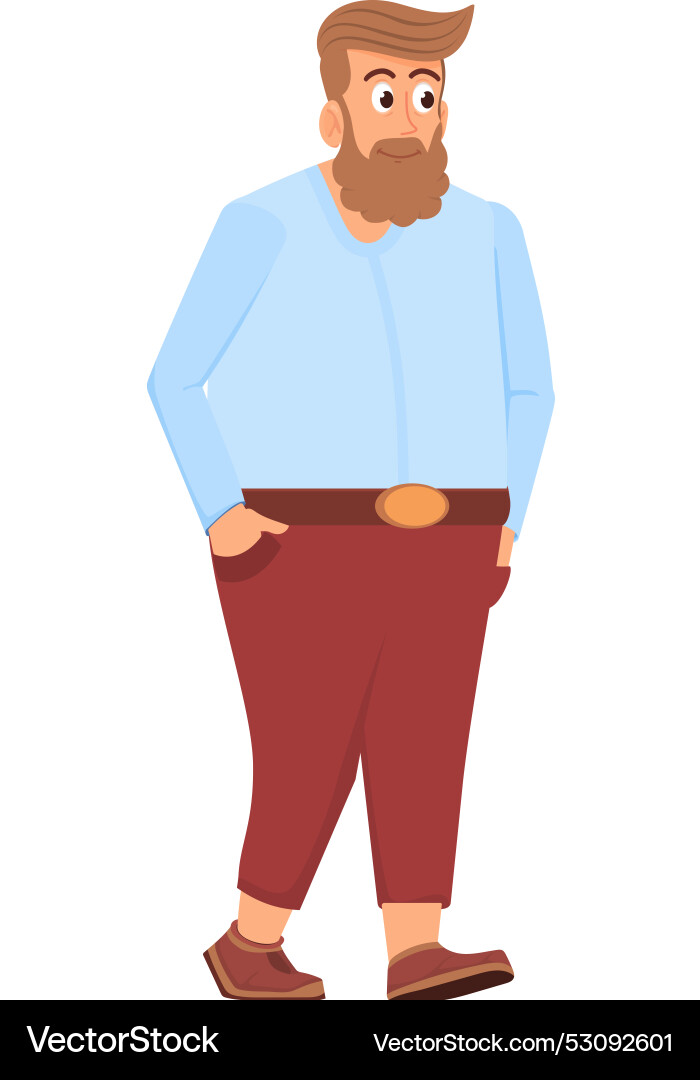 Chubby man walking cartoon corpulent body Vector Image