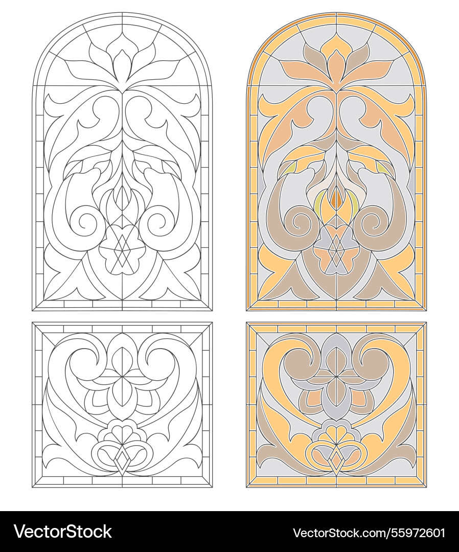 Classic stained glass for a door or window Vector Image