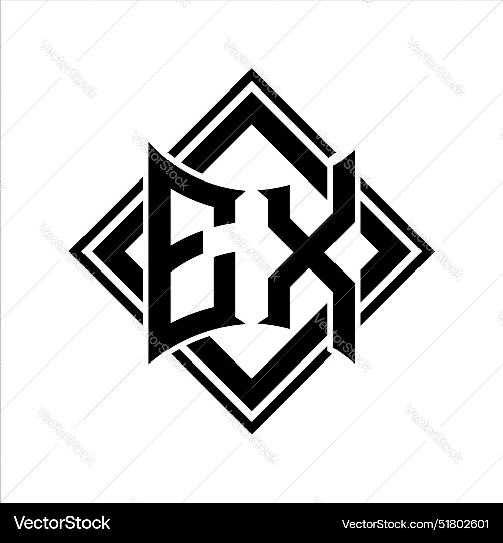 Ex letter logo with abstract shield shape Vector Image