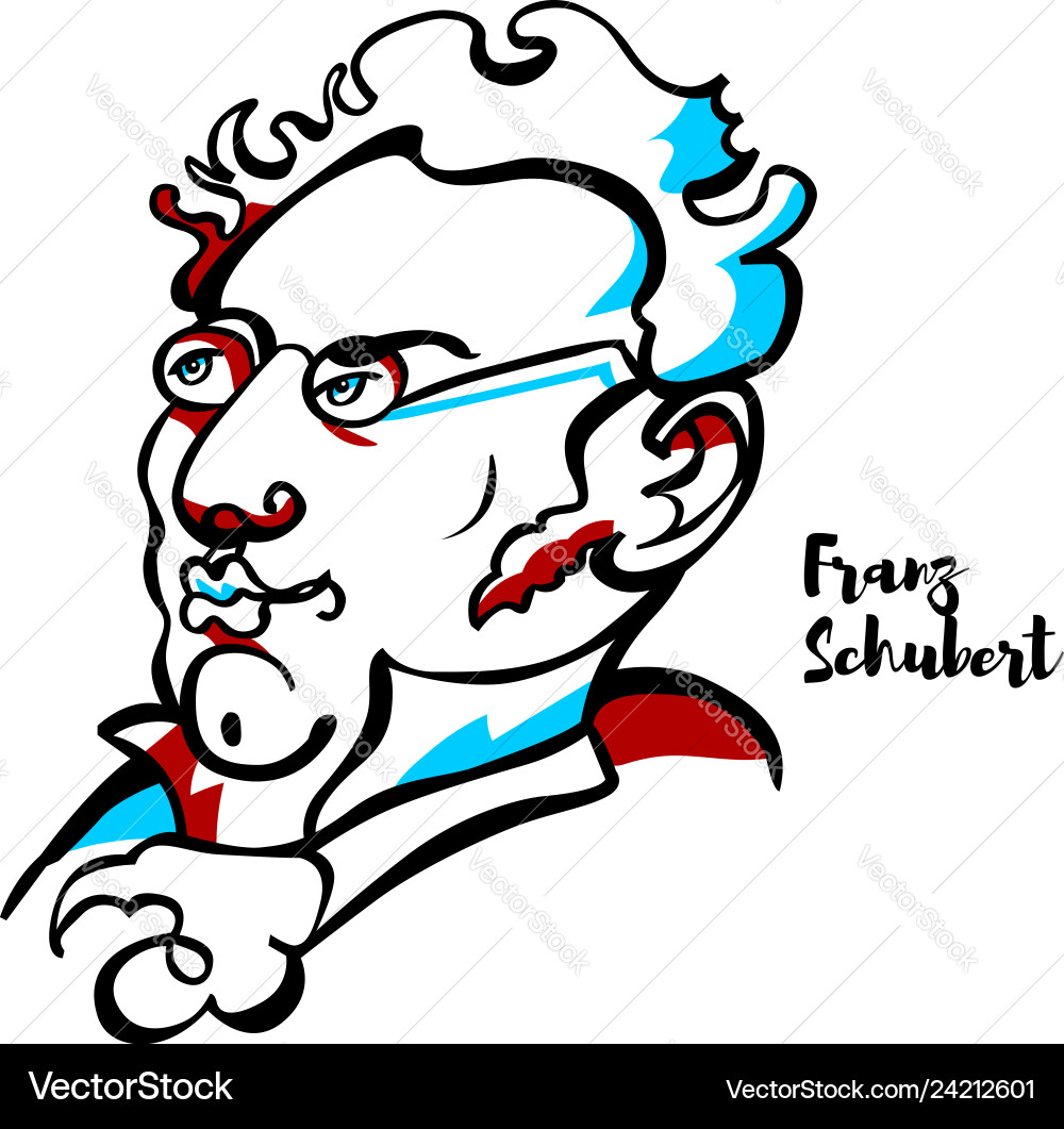Franz schubert portrait Royalty Free Vector Image