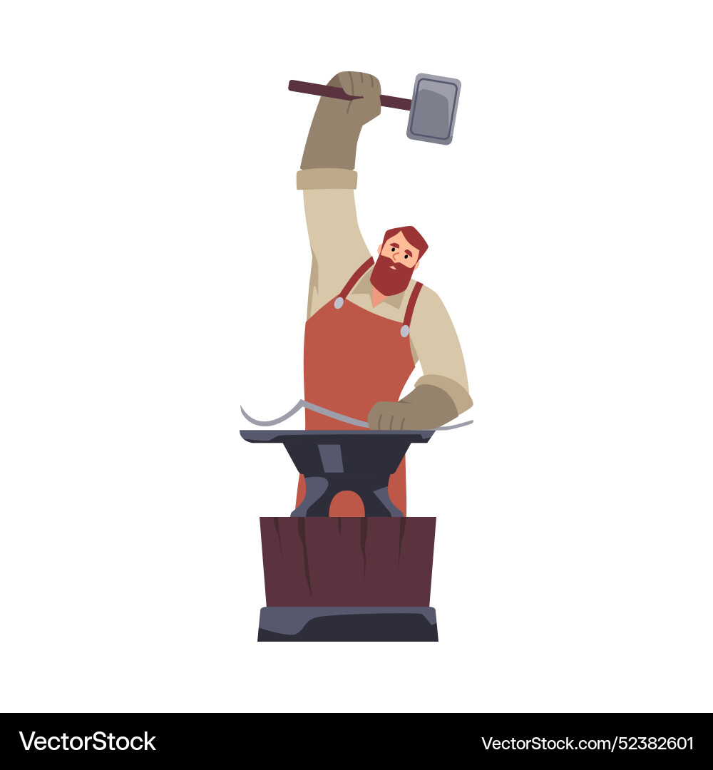Medieval blacksmith and anvil image Royalty Free Vector