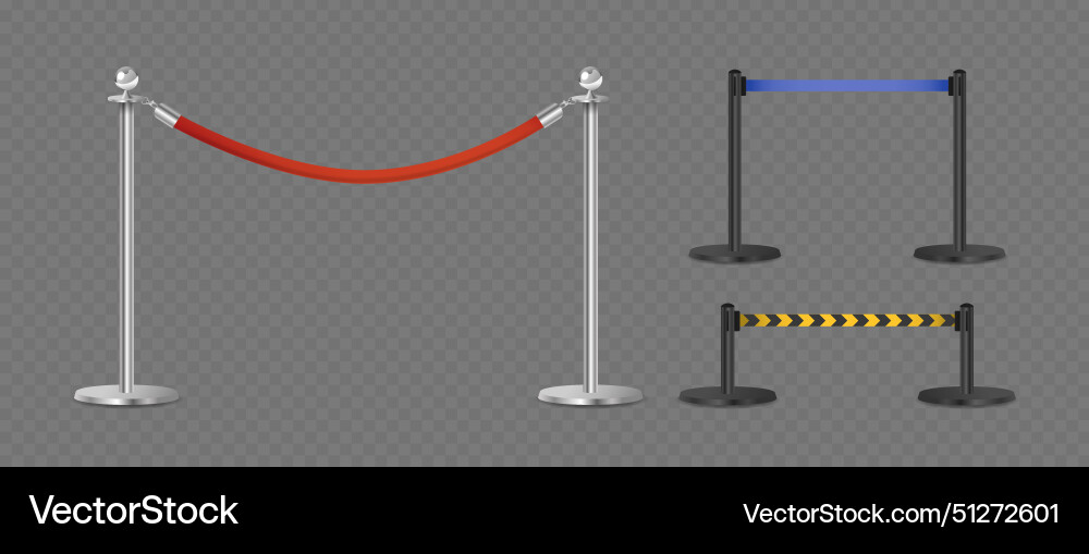 Realistic 3d metal posts barriers Royalty Free Vector Image
