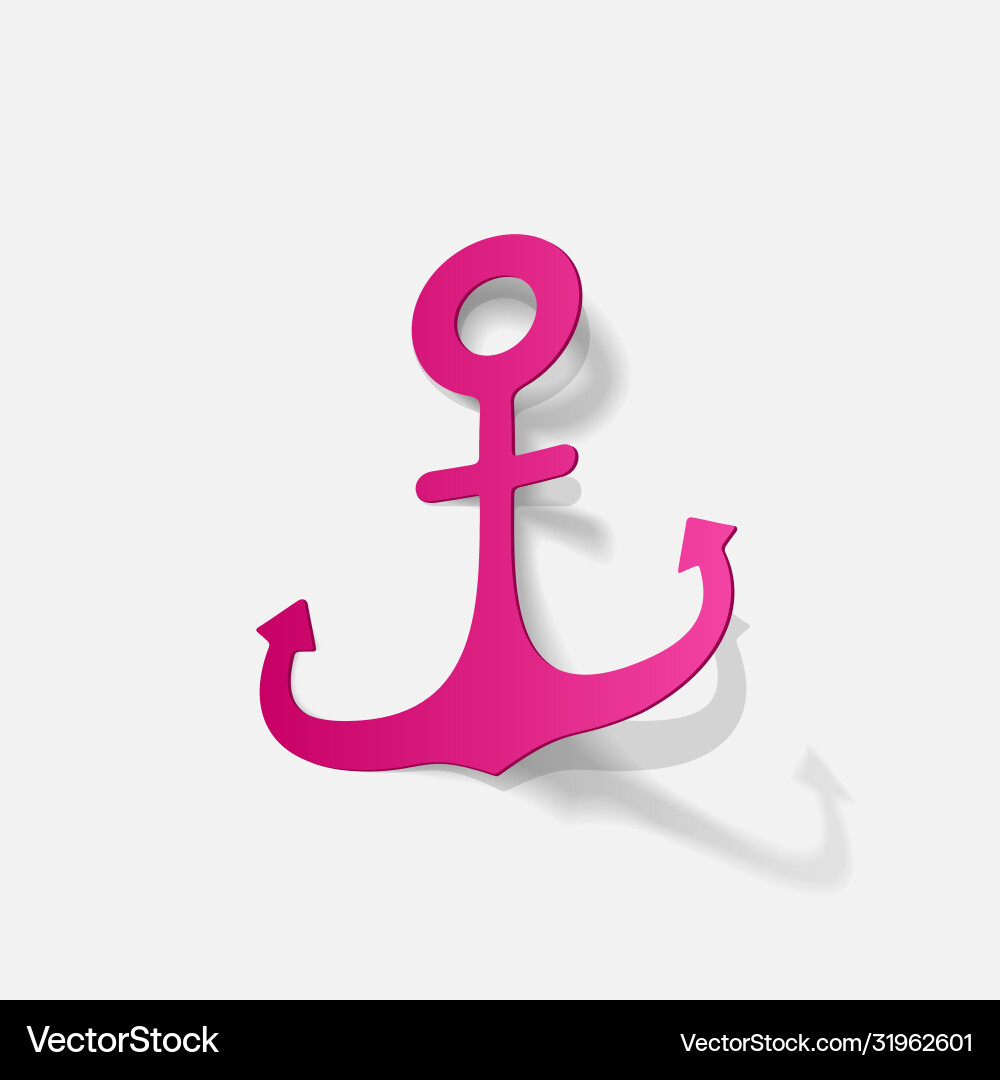 Realistic paper sticker anchor Royalty Free Vector Image
