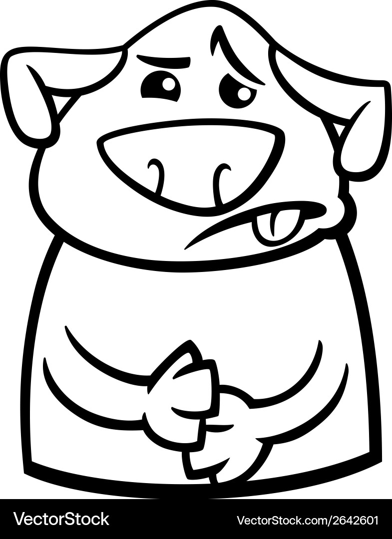 Sick dog cartoon coloring page Royalty Free Vector Image