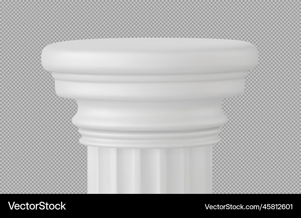 White 3d cylinder pillar isolated on transparent Vector Image