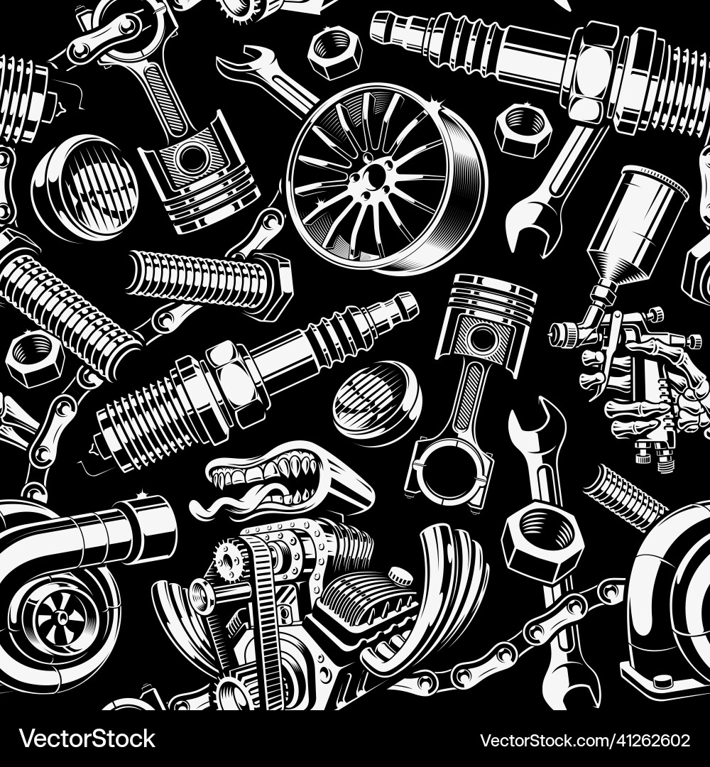 Auto parts seamless background Royalty Free Vector Image