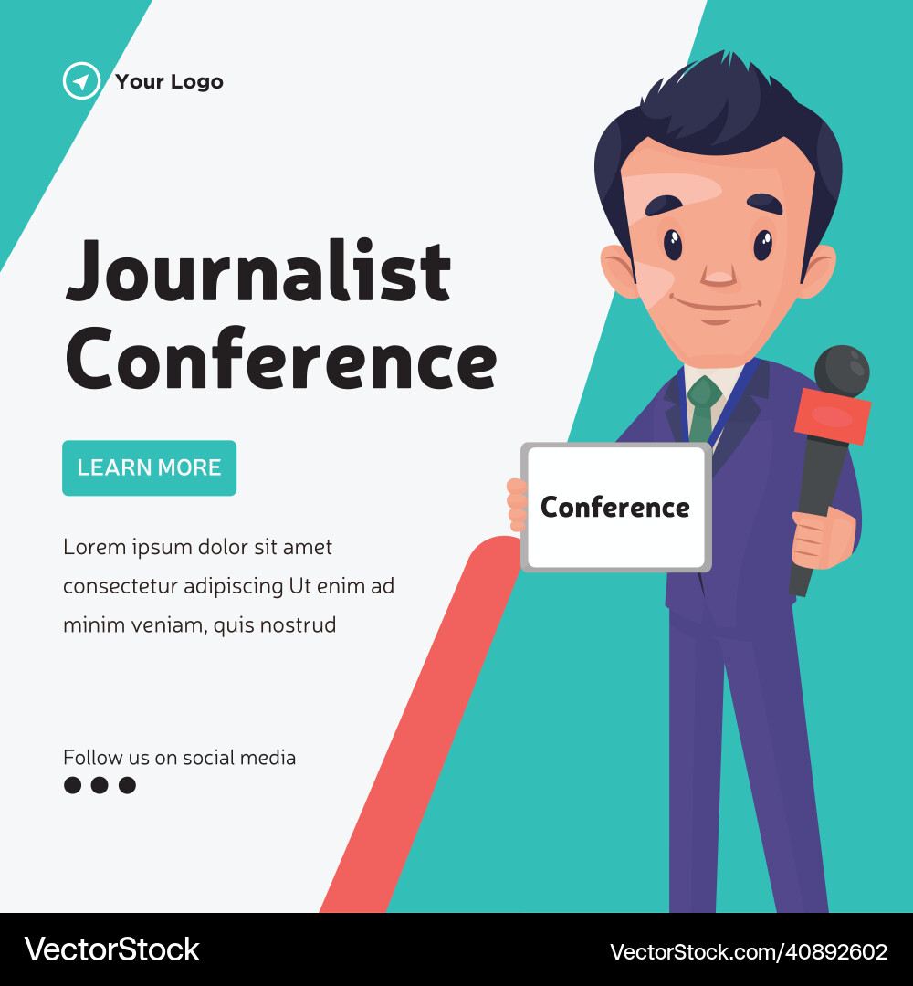 Banner design of journalist man Royalty Free Vector Image