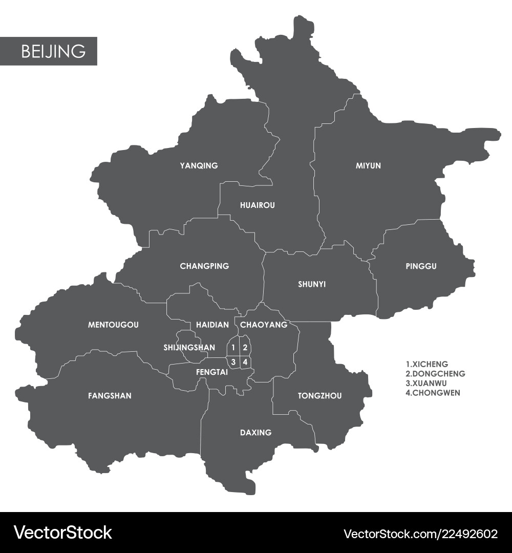 Beijing District Map Royalty Free Vector Image