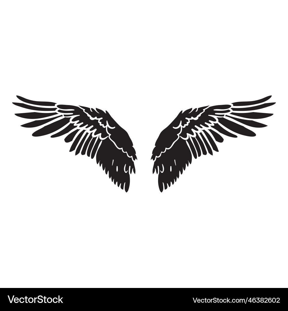 Bird angel wings spread cut out black Royalty Free Vector