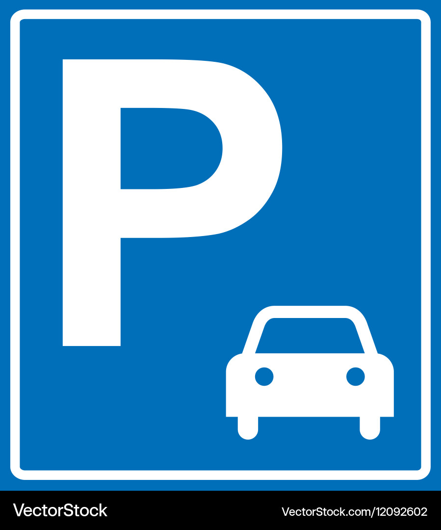 Blue parking sign on Royalty Free Vector Image