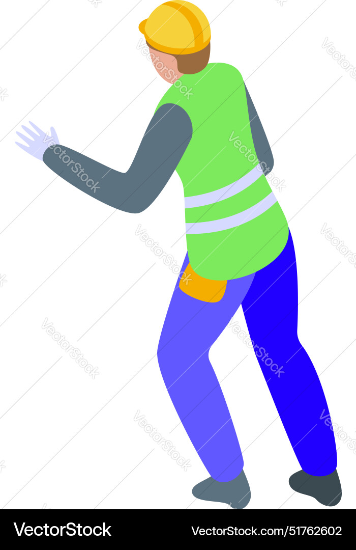 Construction worker walking and pointing with hand