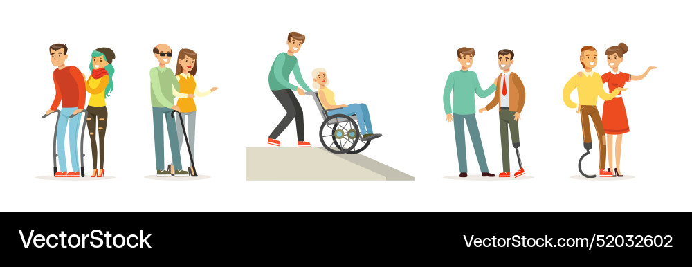 Disabled people character with different Vector Image