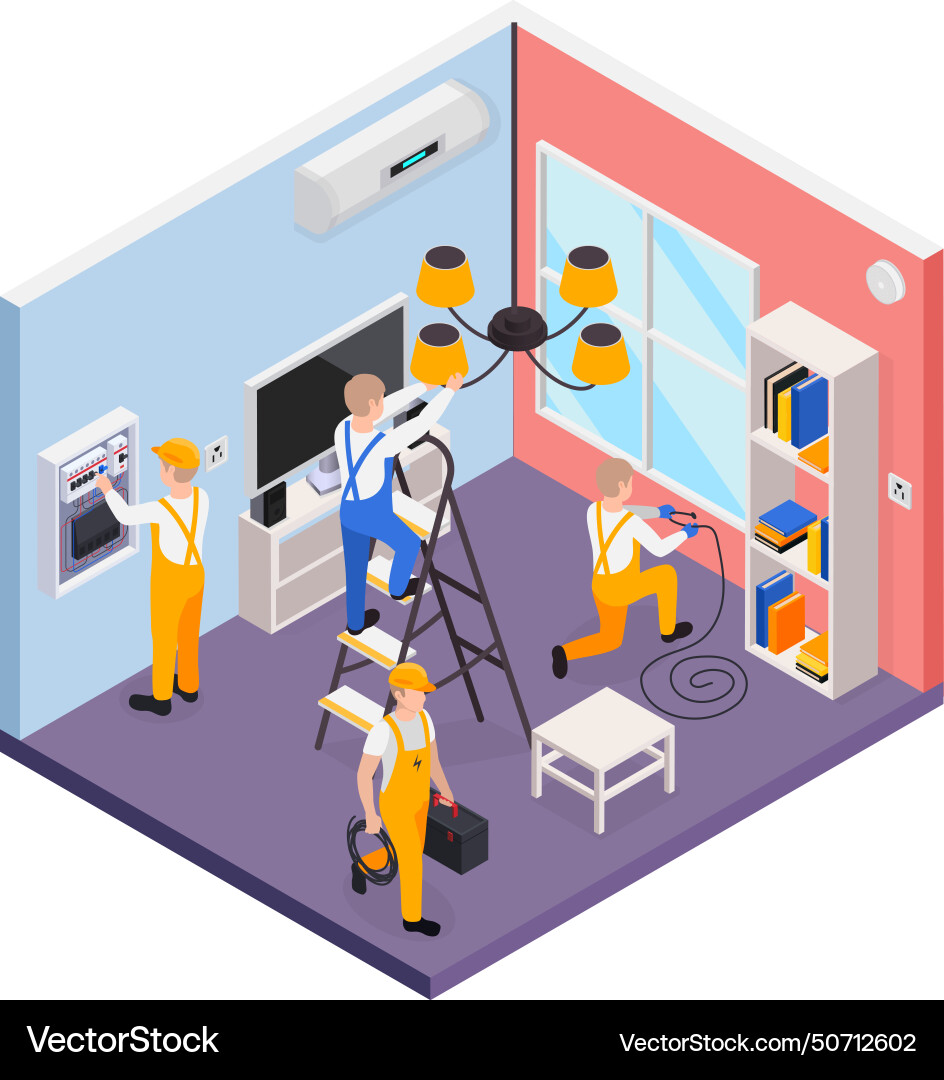 Electricity isometric composition Royalty Free Vector Image