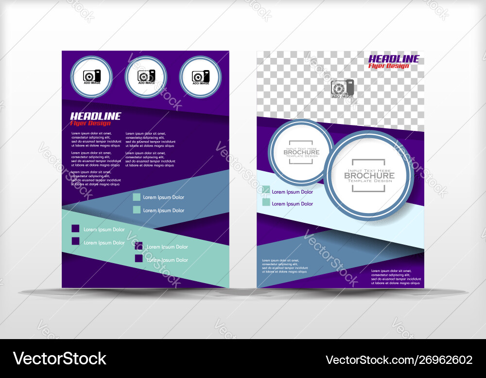 Flyer design simple templates purple color Vector Image