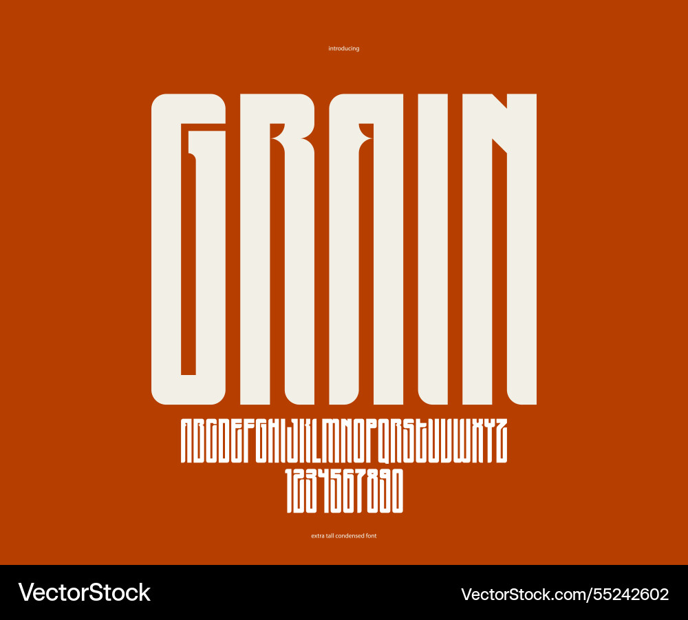 Geometric condensed sans serif typeface tall Vector Image