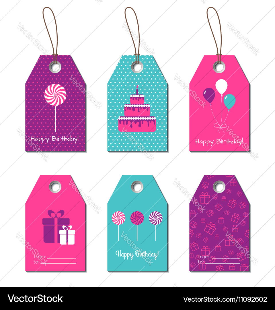Happy birthday gift tags Royalty Free Vector Image