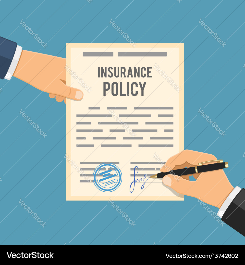 Man signs insurance policy Royalty Free Vector Image