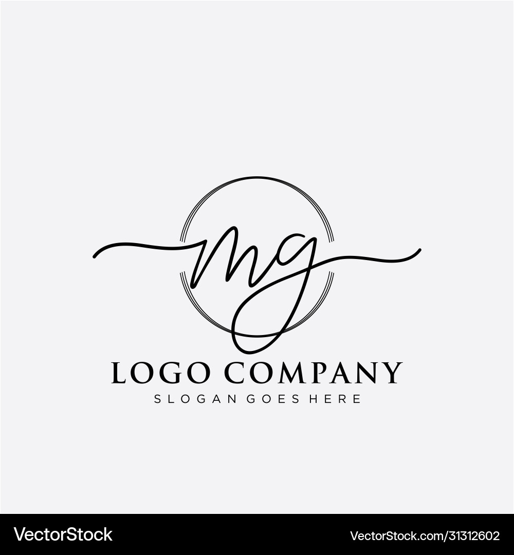 Mg initial handwriting logo design Royalty Free Vector Image