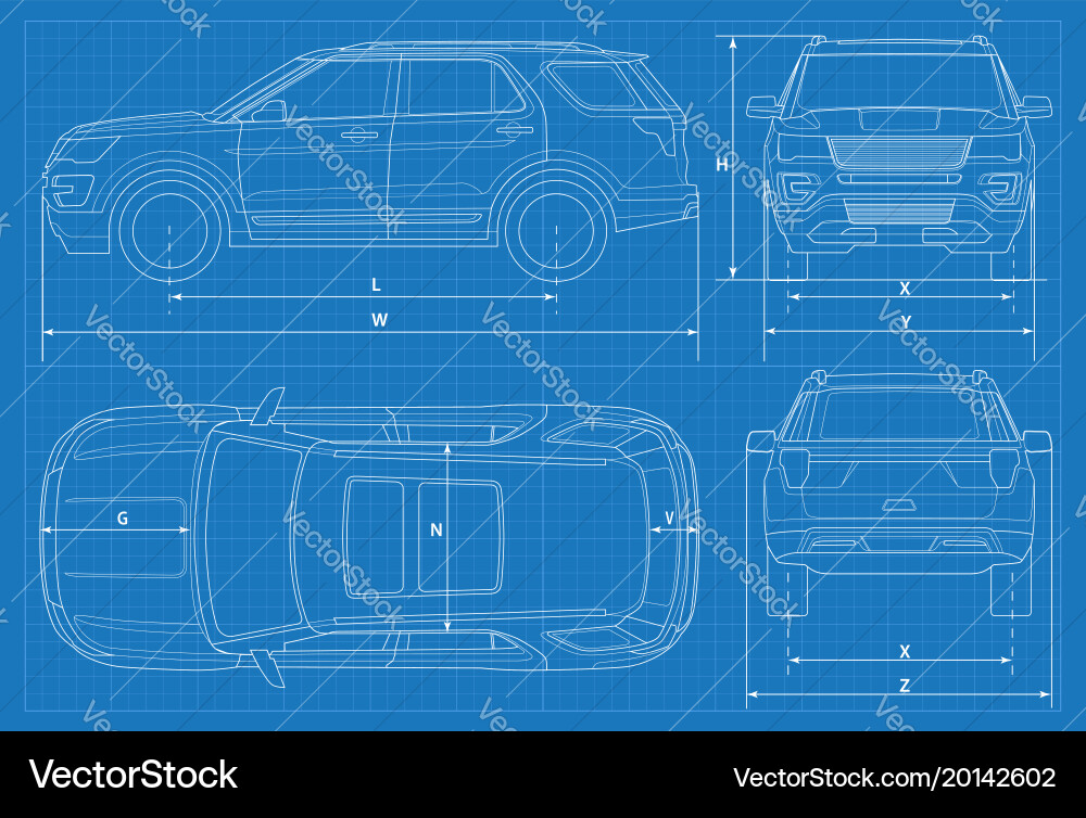 Off-Road Vehicle Blueprint Royalty Free Vector Image