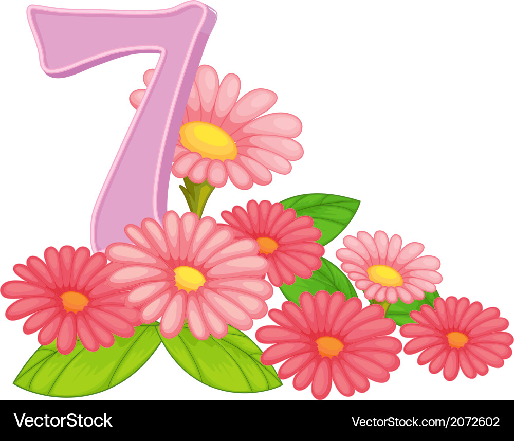 Seven blooming flowers Royalty Free Vector Image