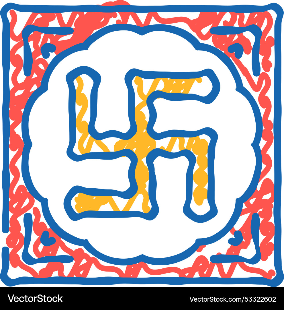 Swastika hinduism icon doodle Royalty Free Vector Image