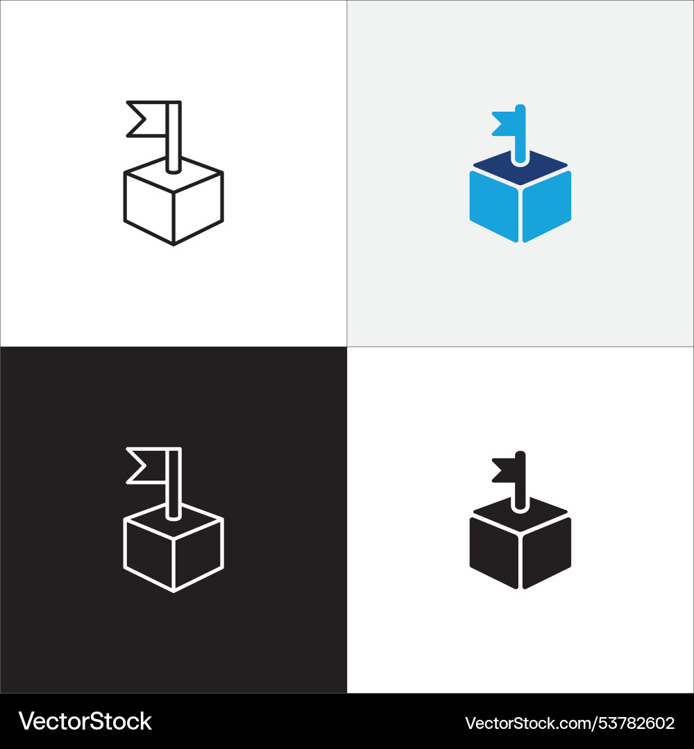 Target pole icon aim flag icons set goal Vector Image