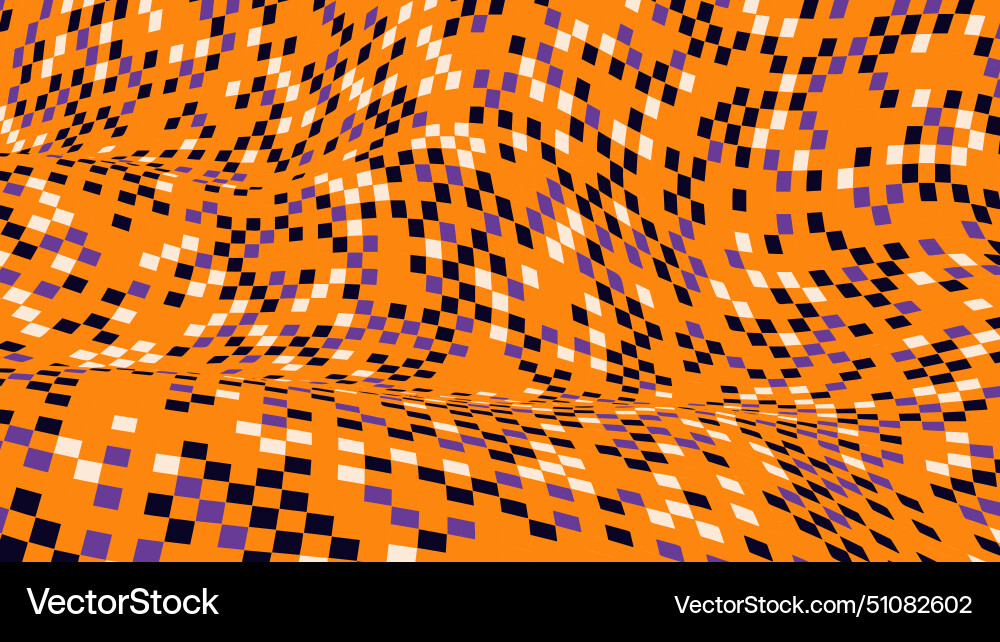 Vibrant orange checkerboard waves background Vector Image