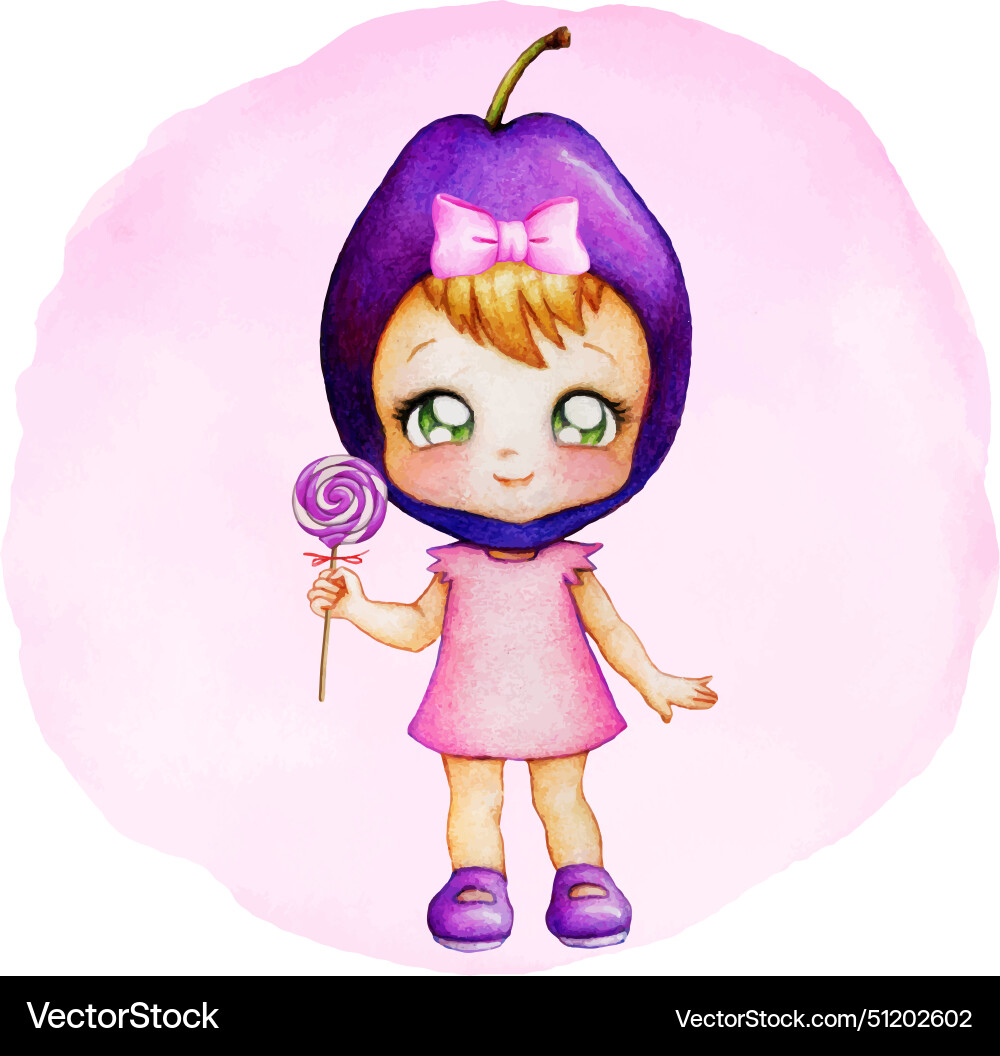 Watercolor hand drawn baby doll Royalty Free Vector Image