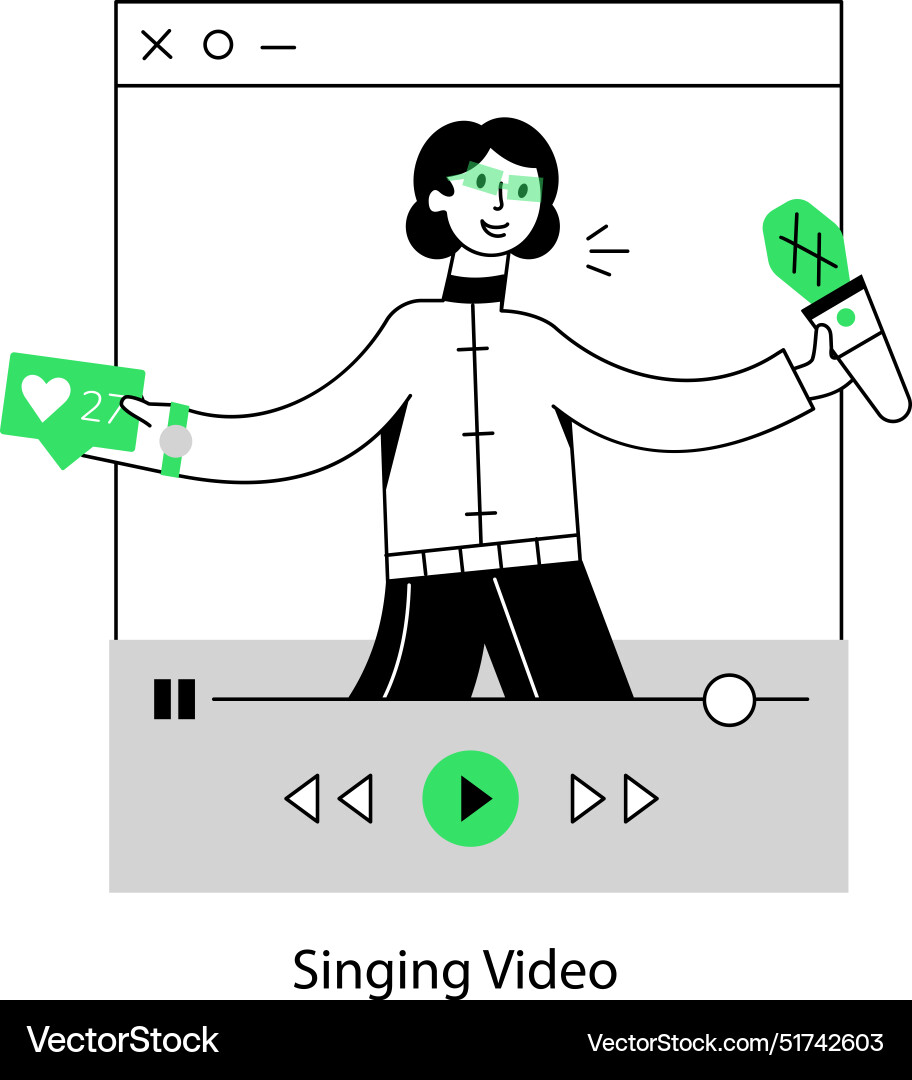 A linear mini of singing video Royalty Free Vector Image