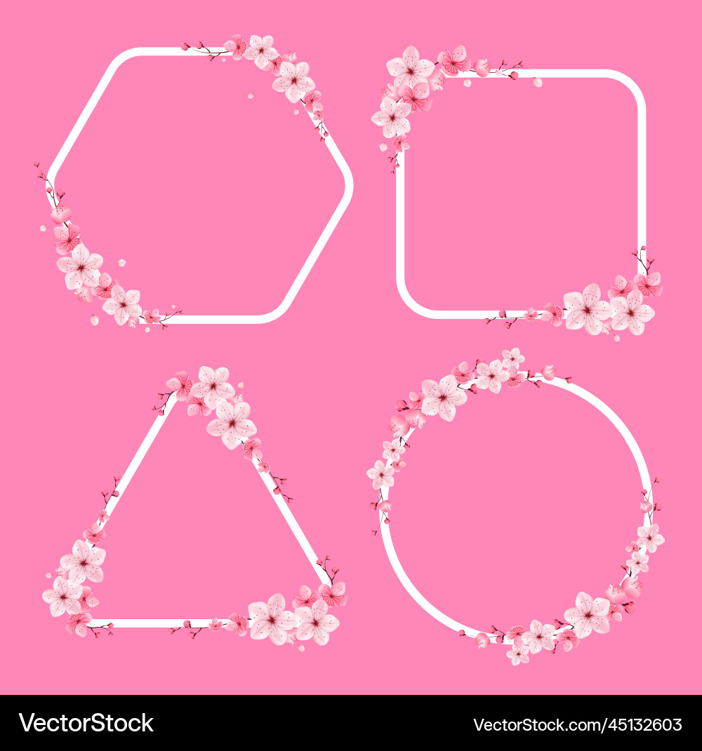 Cherry blossoms border template frame flower Vector Image