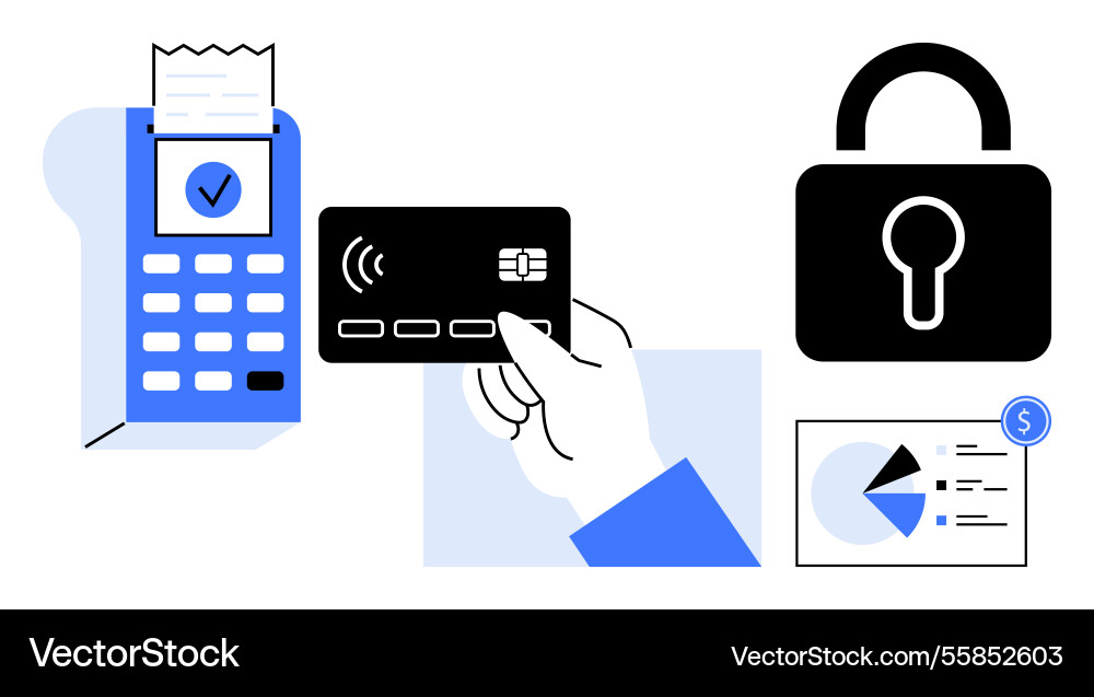Contactless payment and financial security with Vector Image