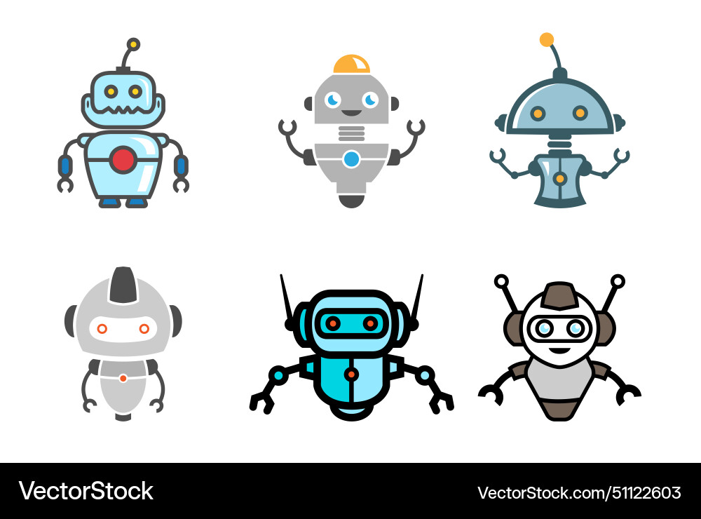 Creative robot bot collection logo icons Vector Image
