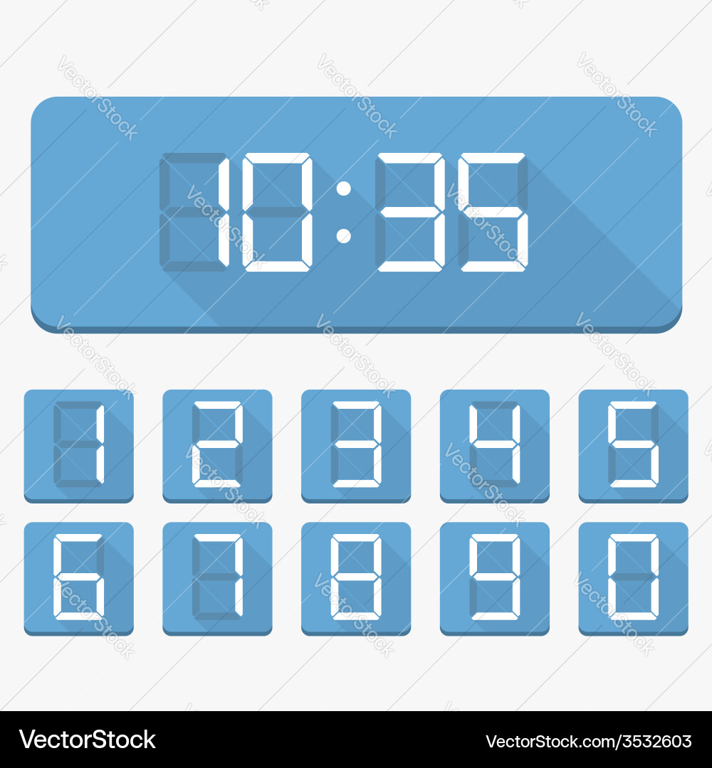 Digital numbers and clock Royalty Free Vector Image