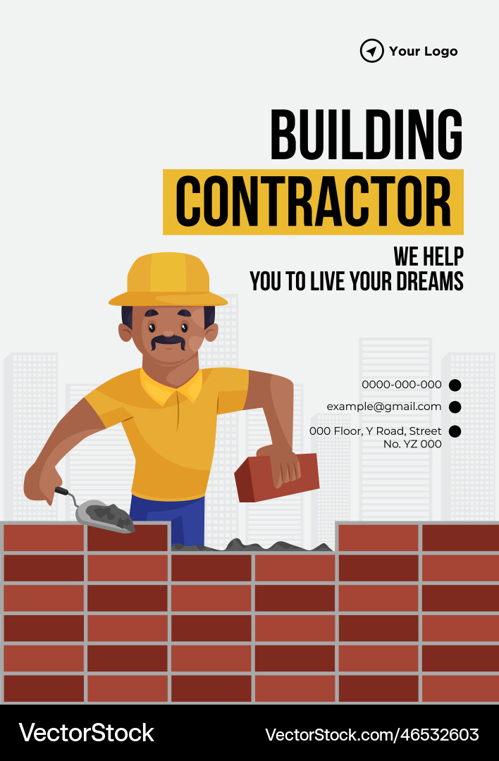 Flyer design of building contractor Royalty Free Vector