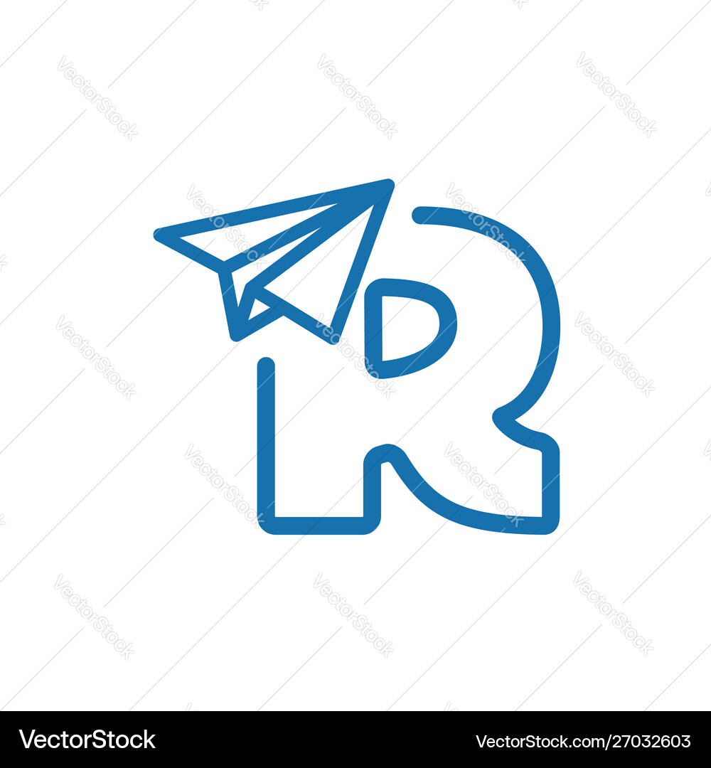 Letter r woth paper plane logo Royalty Free Vector Image