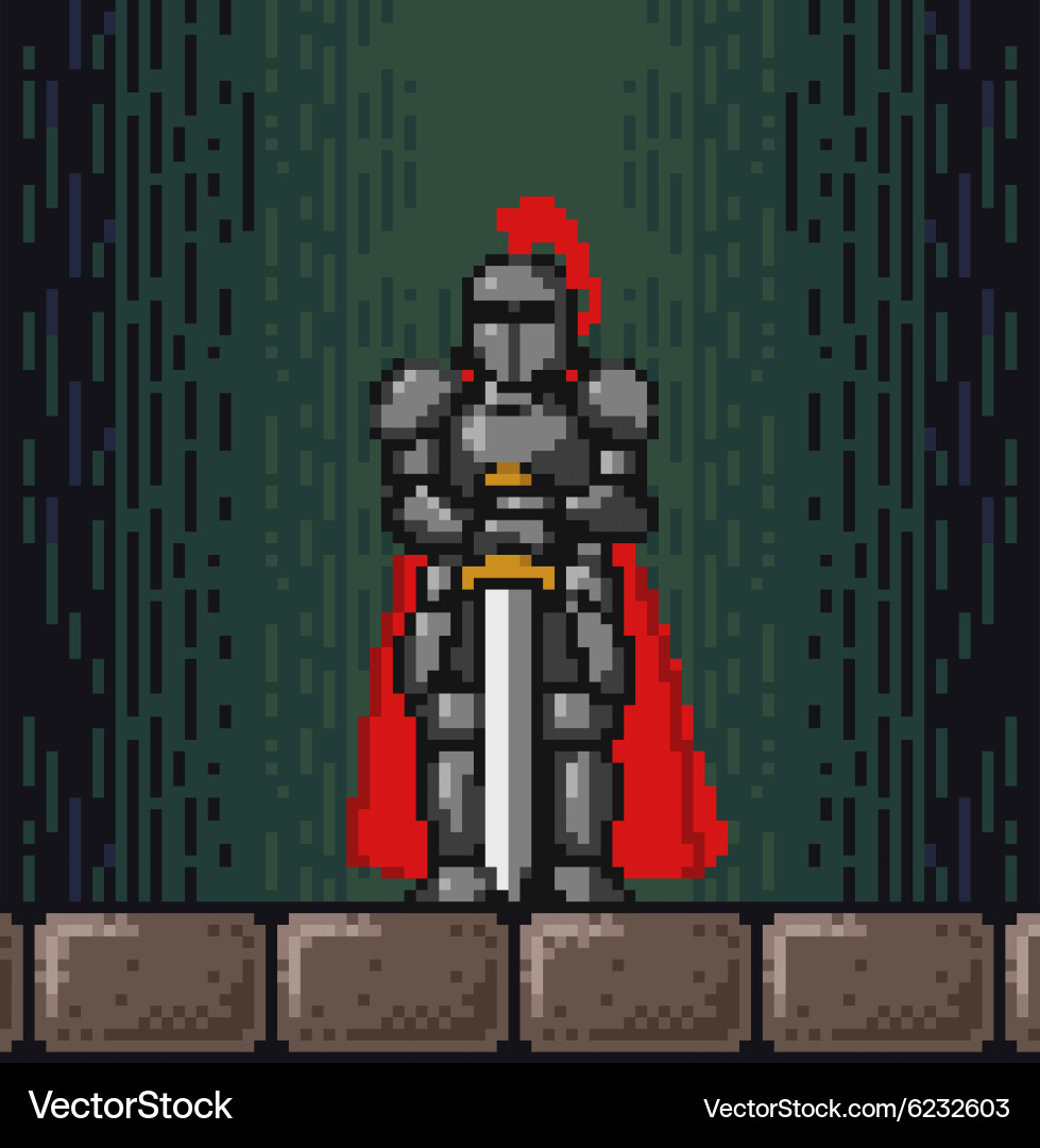 Pixelated Knight Warrior Royalty Free Vector Image