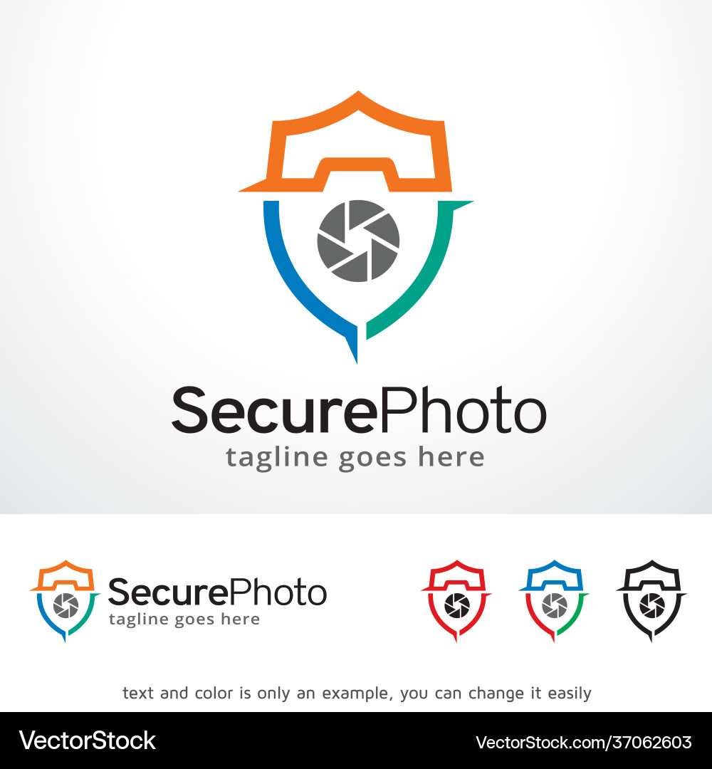 Secure photo logo template design Royalty Free Vector Image