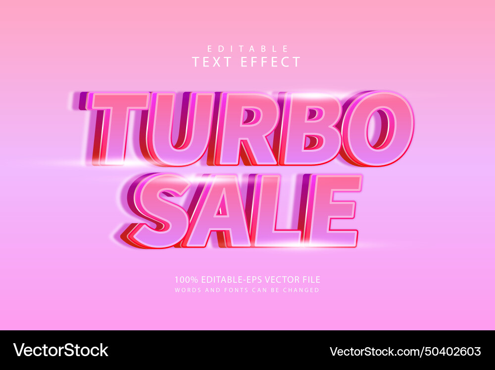 Turbo sale editable text effect 3 dimension Vector Image