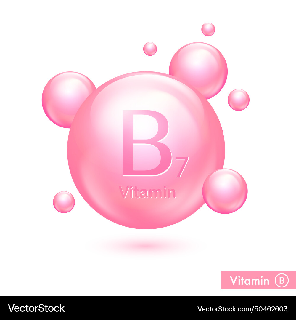 Vitamin b7 capsule icon for health pink shining Vector Image