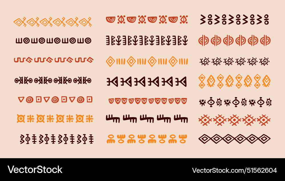 Abstract african tribal borders geometric strokes Vector Image