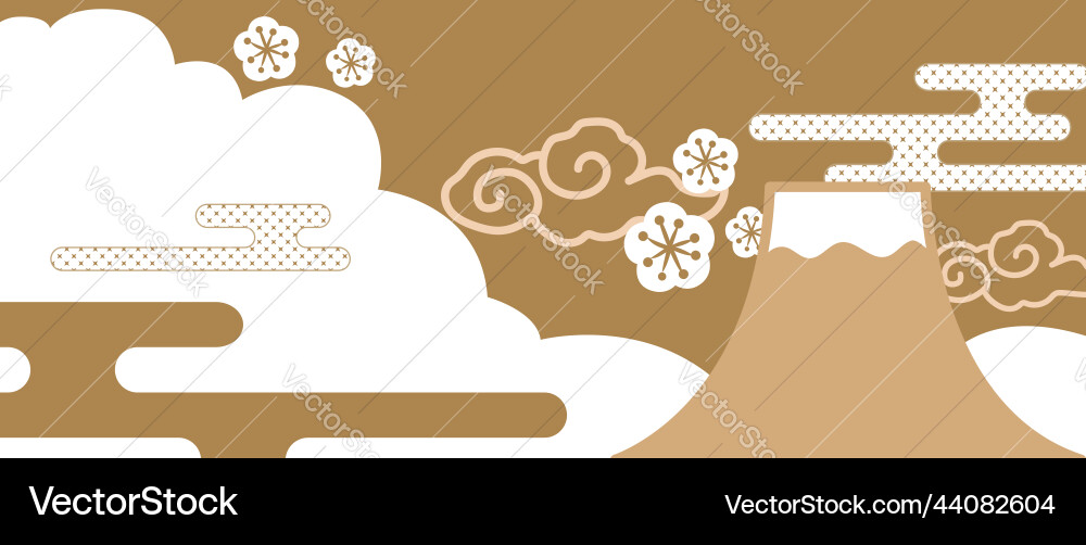 Abstract landscape with japanese cloud pattern Vector Image