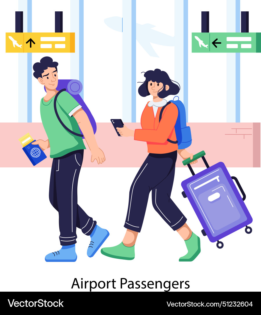 Airport passengers Royalty Free Vector Image - VectorStock