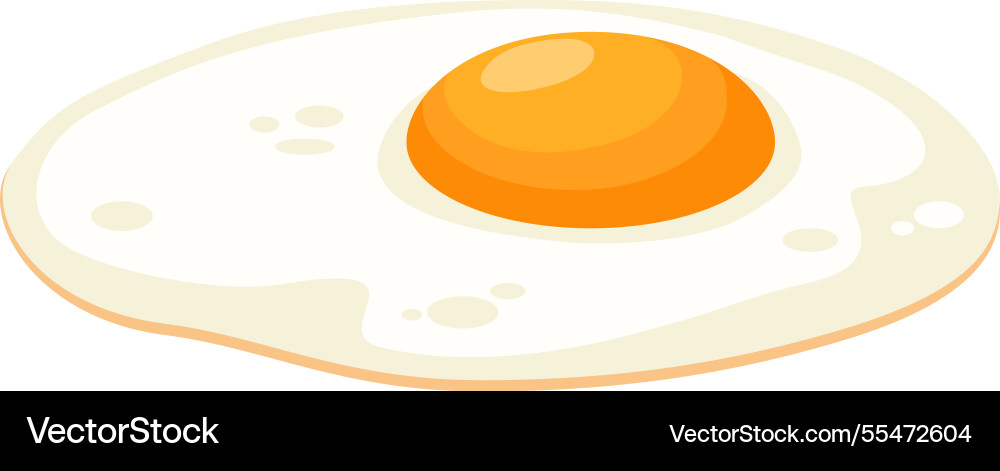 Cartoon of a single fried egg showing Royalty Free Vector
