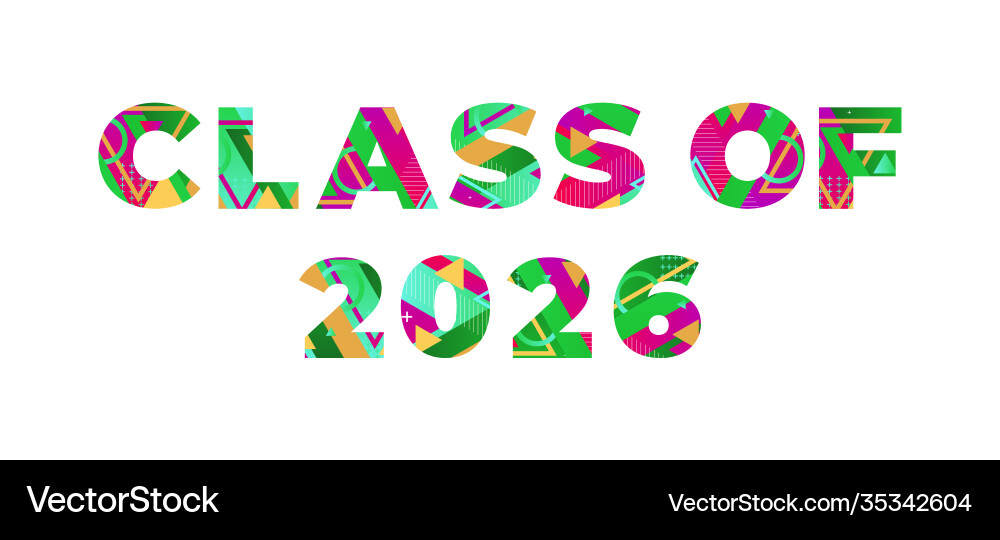 Class of 2026 Retro Word Art Royalty Free Vector Image