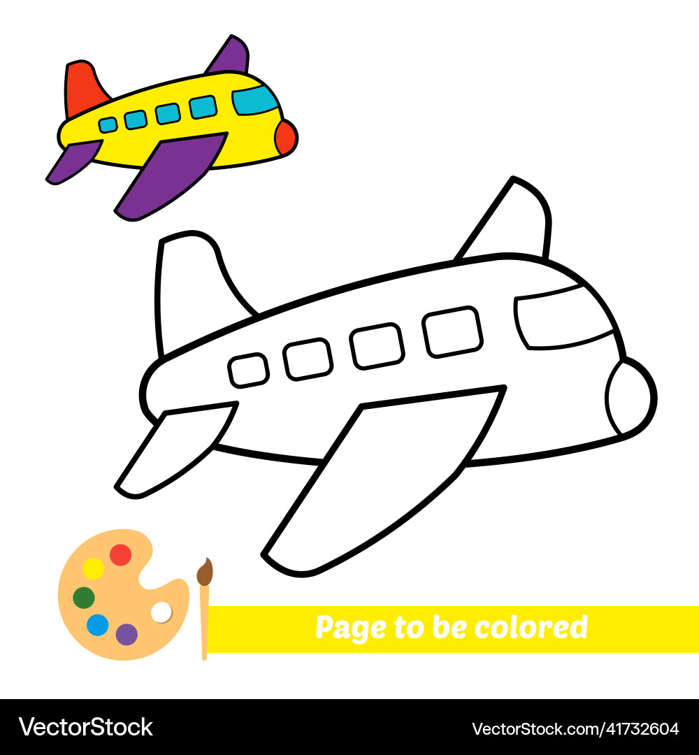 Coloring book for kids air plane Royalty Free Vector Image
