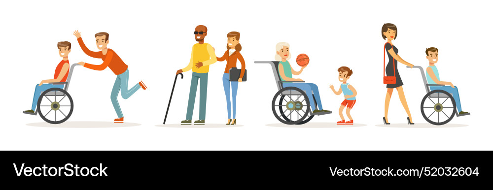 Disabled people character with different Vector Image