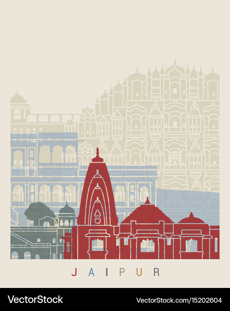 Jaipur skyline poster Royalty Free Vector Image