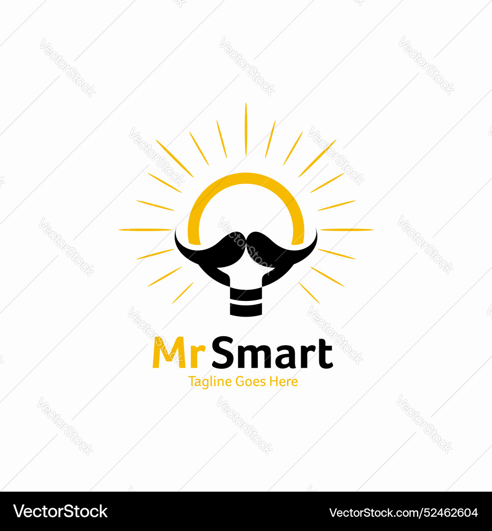 Mr smart or bulb logo design concept education Vector Image