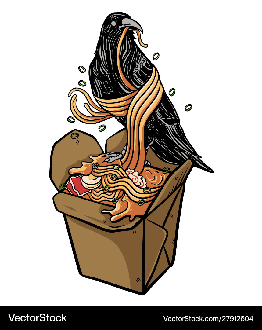 Raven ramen Royalty Free Vector Image - VectorStock
